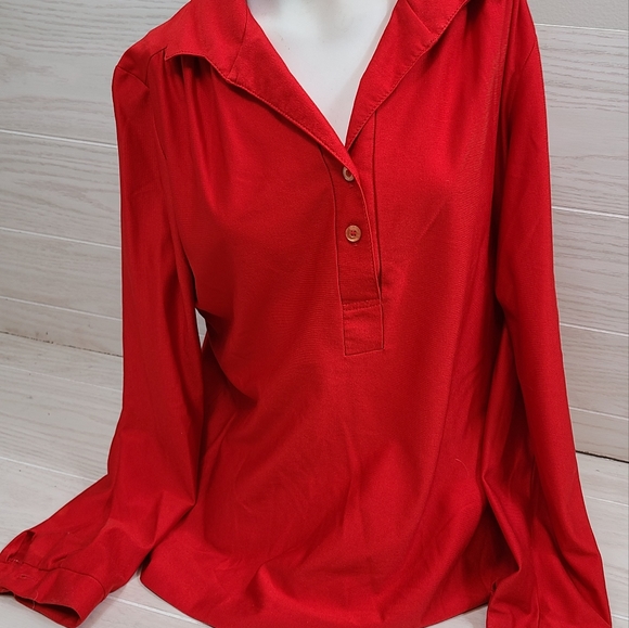 Lee Mar | Tops | 97s Lee Mar Vintage Blouse Red Nylon | Poshmark
